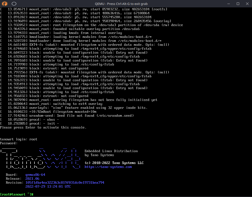1 x86 Virtual Machines — TanoWrt Embedded Linux Distibution master ...
